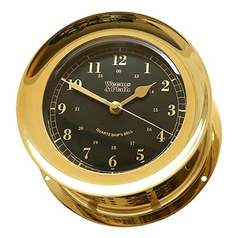 Atlantis Premiere Quartz Ship's Bell Clock, Black Dial